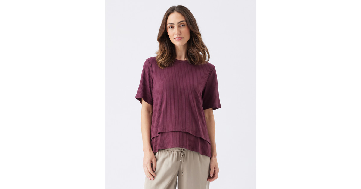 Ripe Maternity Mike Rib Nursing Top - Maroon | Baby Bunting AU