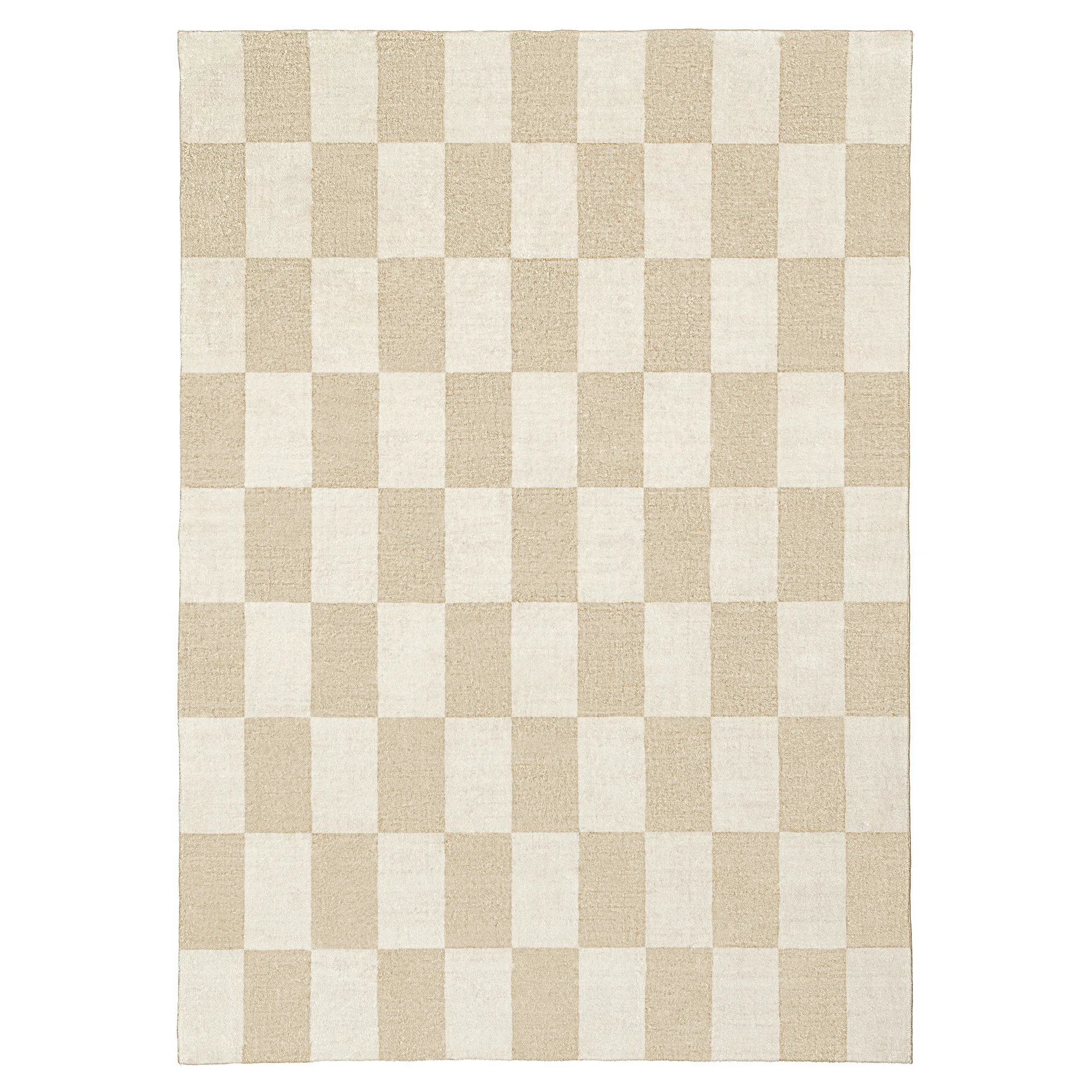 Miss Amara Shira Neutral Beige Checkered Washable Rug | Baby Bunting AU