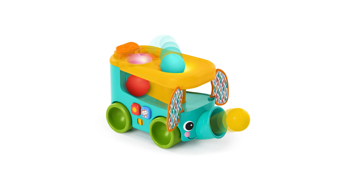Bright Starts Pop & Roll Safari Bus Ball Play Toy with Lights & Sounds ...
