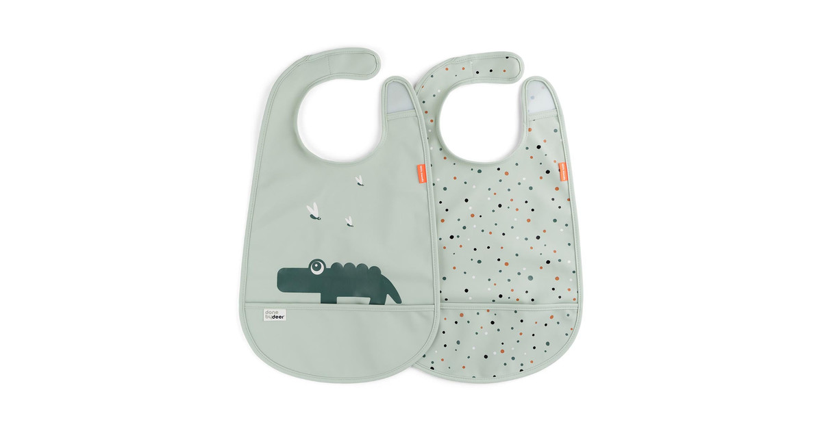 Done by Deer Velcro Bibs 2 Pack - Green | Baby Bunting AU