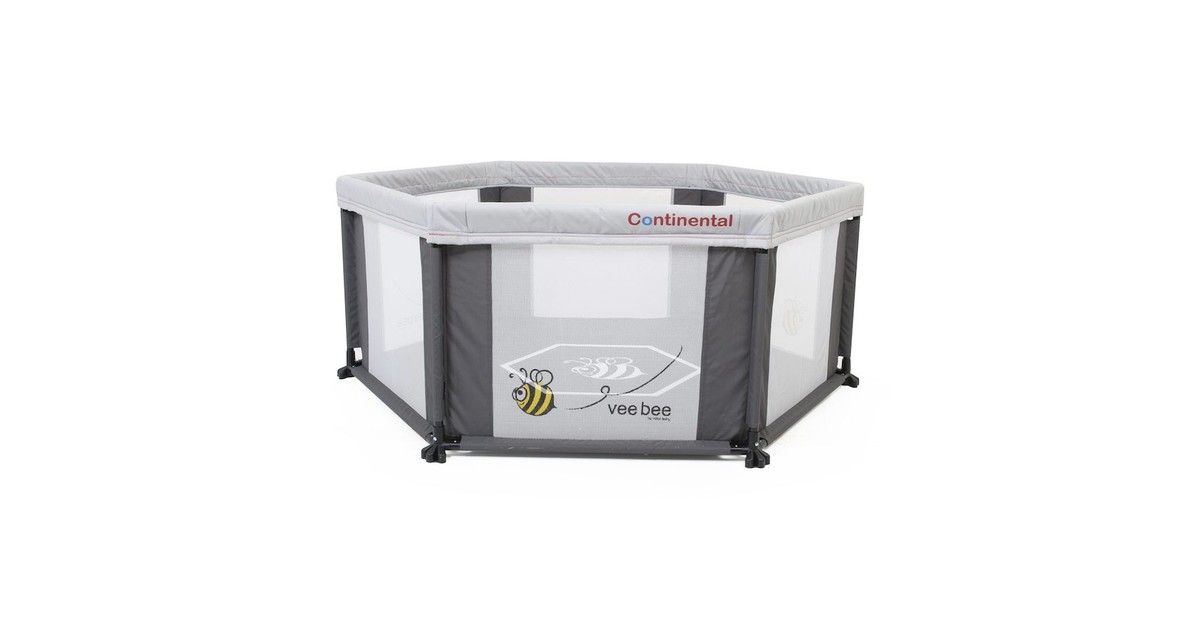 Veebee Continental 6-Sided Mesh Playpen - Marble Grey, 6m+ | Baby ...
