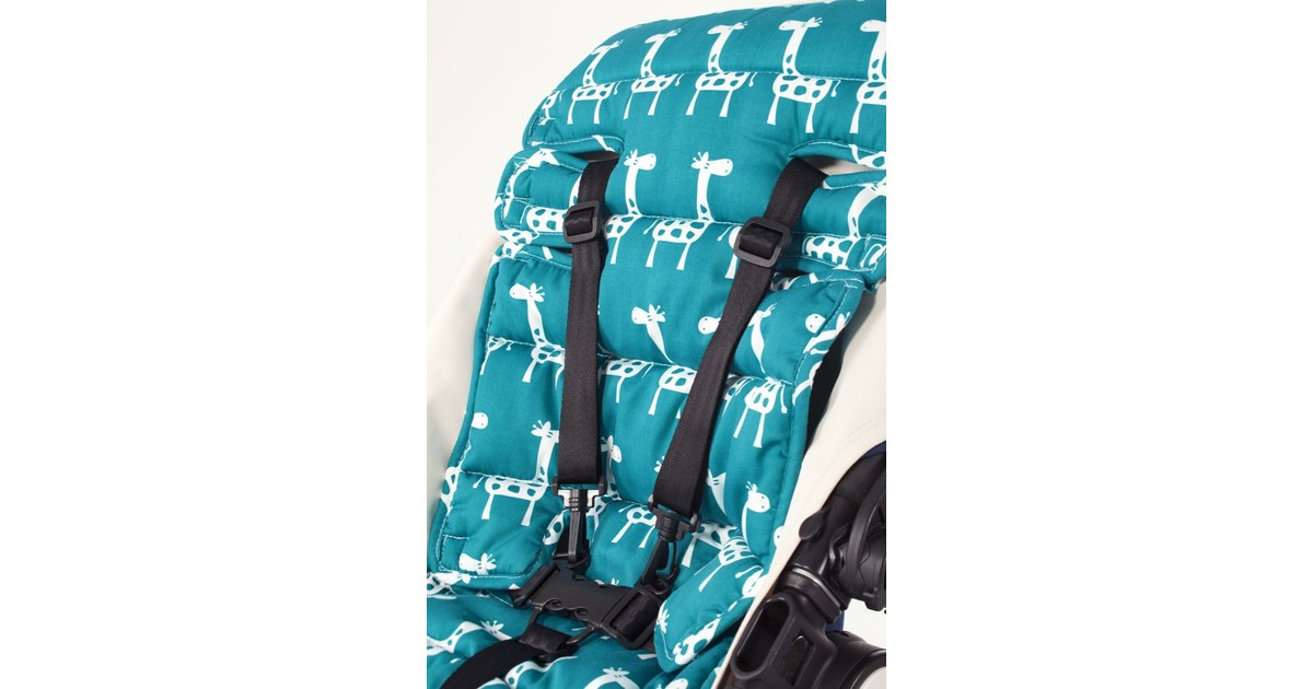 Outlook Cotton Pram Liner Teal Giraffes | Baby Bunting NZ